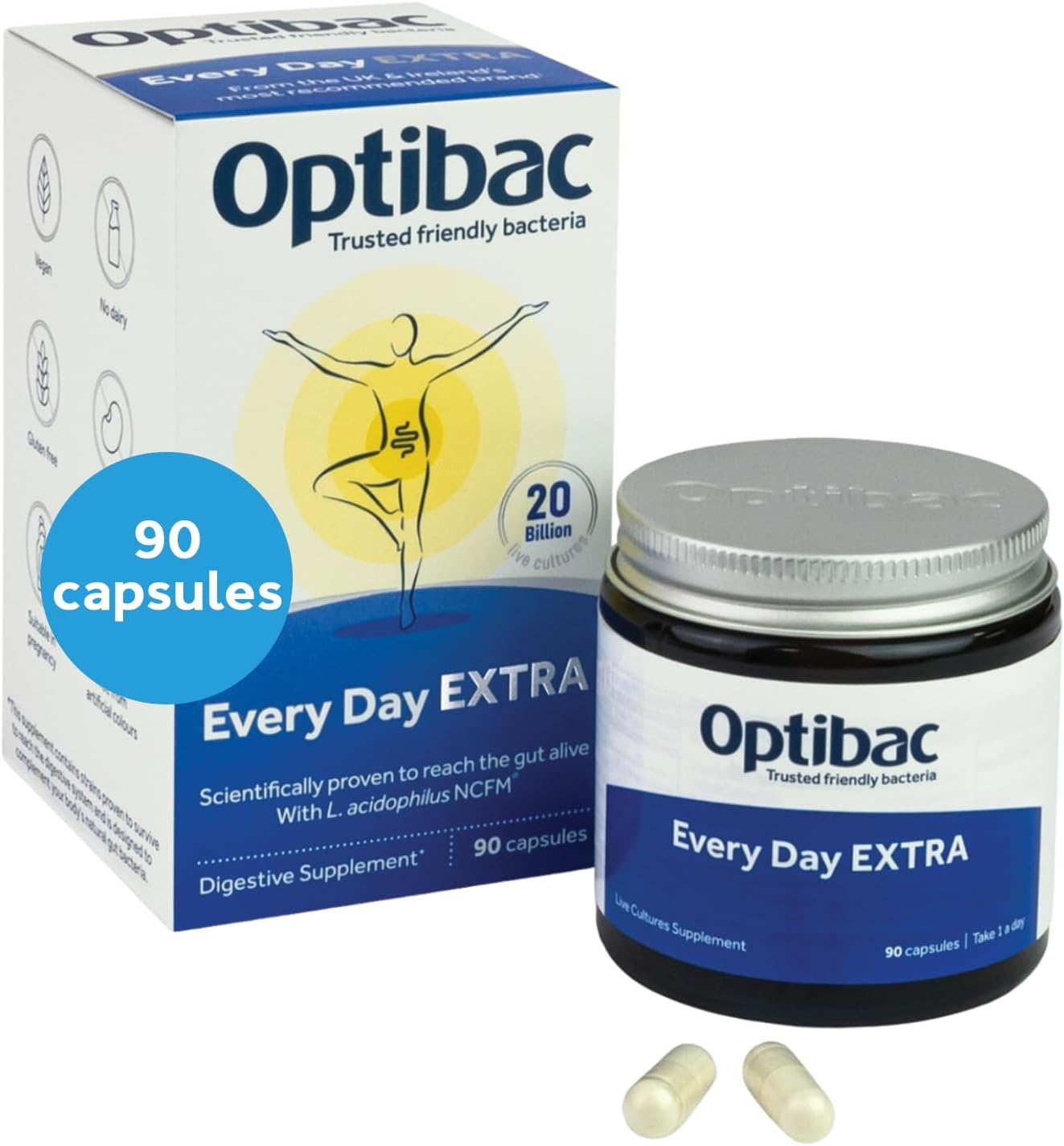 Amazon.com: OptiBac For Every Day EXTRA - Vegan 20 Billion CFU Multi ...