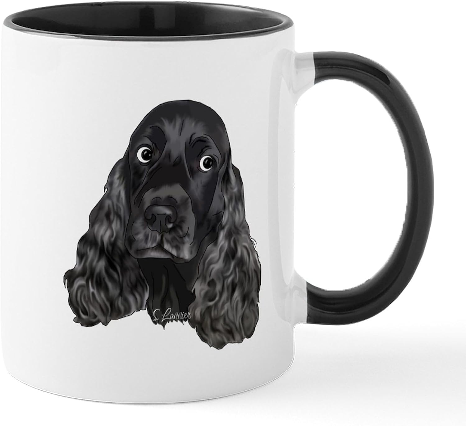 CafePress Cute Black Cocker Spaniel Portrait Print Mugs 11 oz (325 ml ...