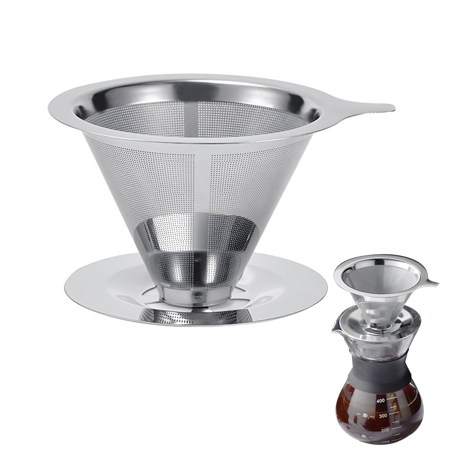 Pour Over Coffee Dripper, Reusable Stainless Steel Pour Over Coffee ...