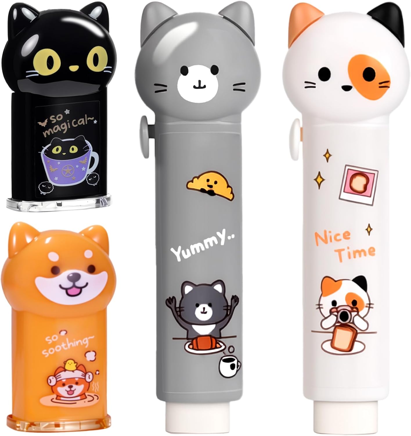 Amazon.com : 2Pcs Cute Cat Pencil Sharpener and 2Pcs Cute Cat ...