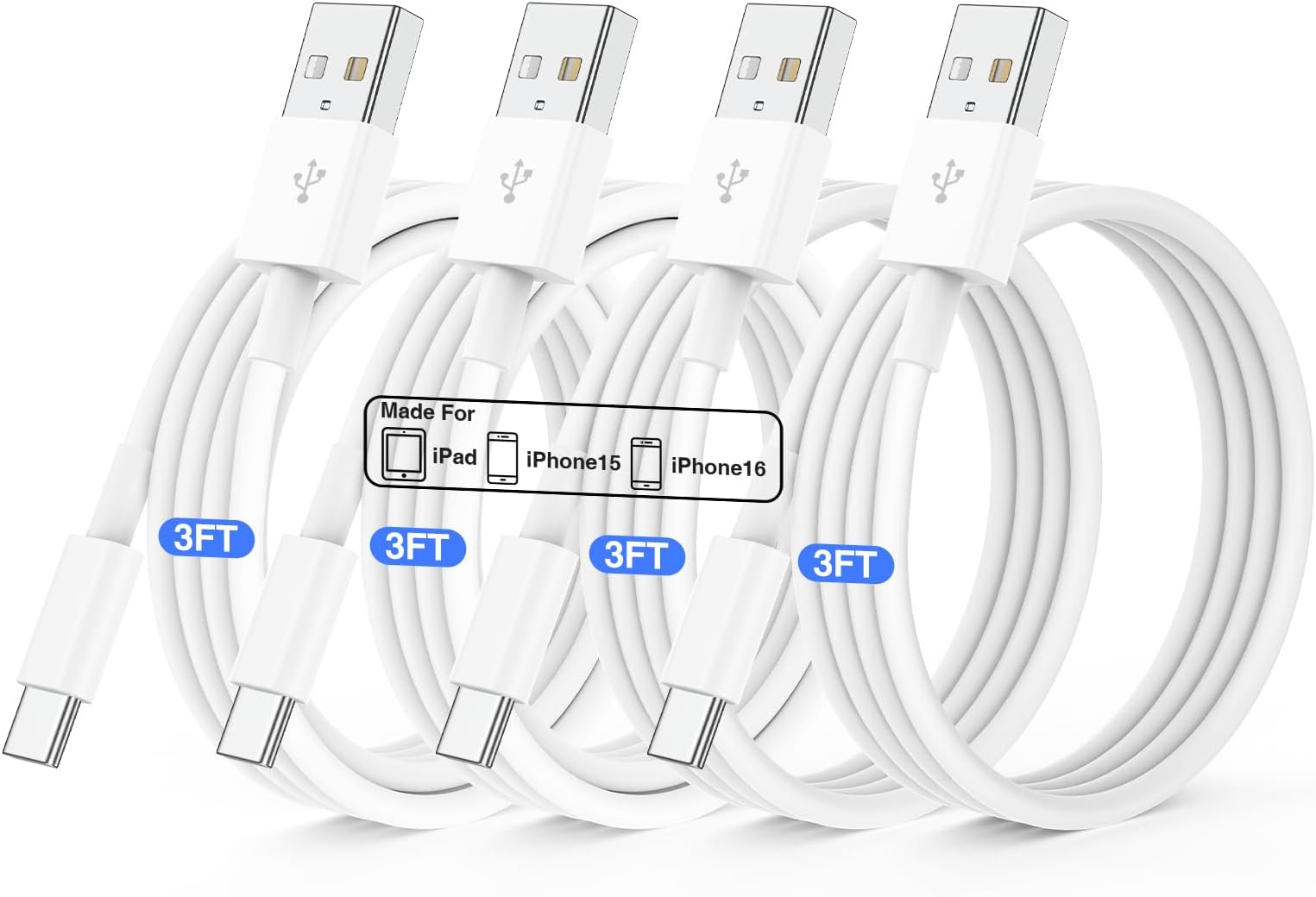 Amazon.com: Essri 5-Pack Carplay USB A to C Cable for iPhone 16/15 Pro ...
