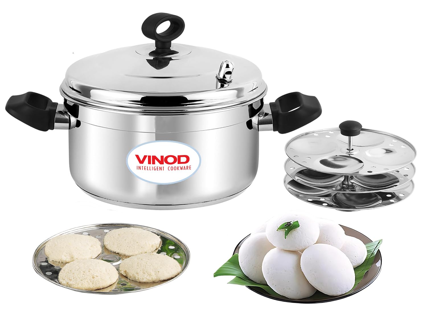 Vinod Classic Stainless Steel Idli Maker Cooker – 4 Deep Plates (Makes ...