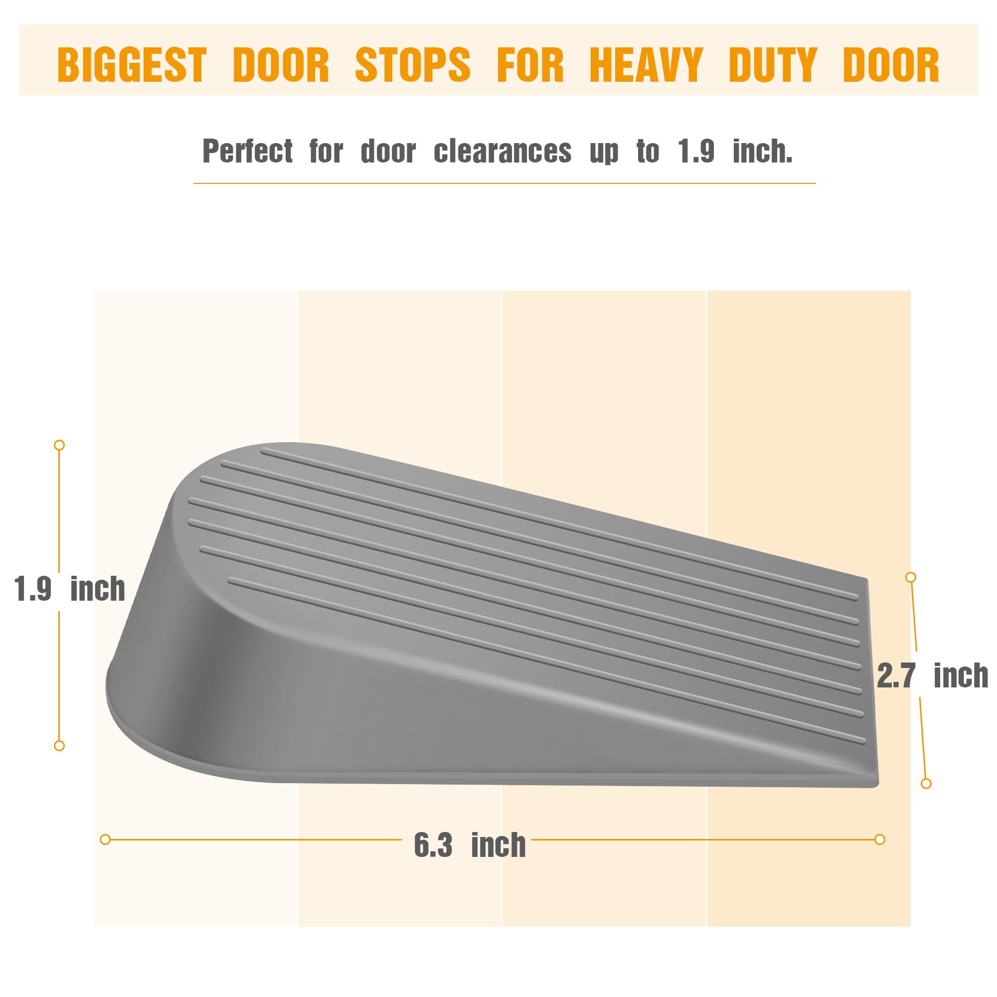 Snapklik.com : 2 Pack Gray Extra Large Door Stopper, High 1.9 Inches ...
