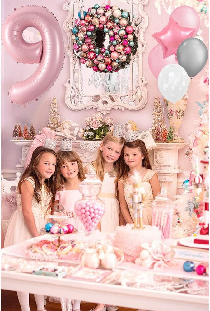 9th Birthday Decorations Girl, Pink Birthday Balloon Decorations Girl ...