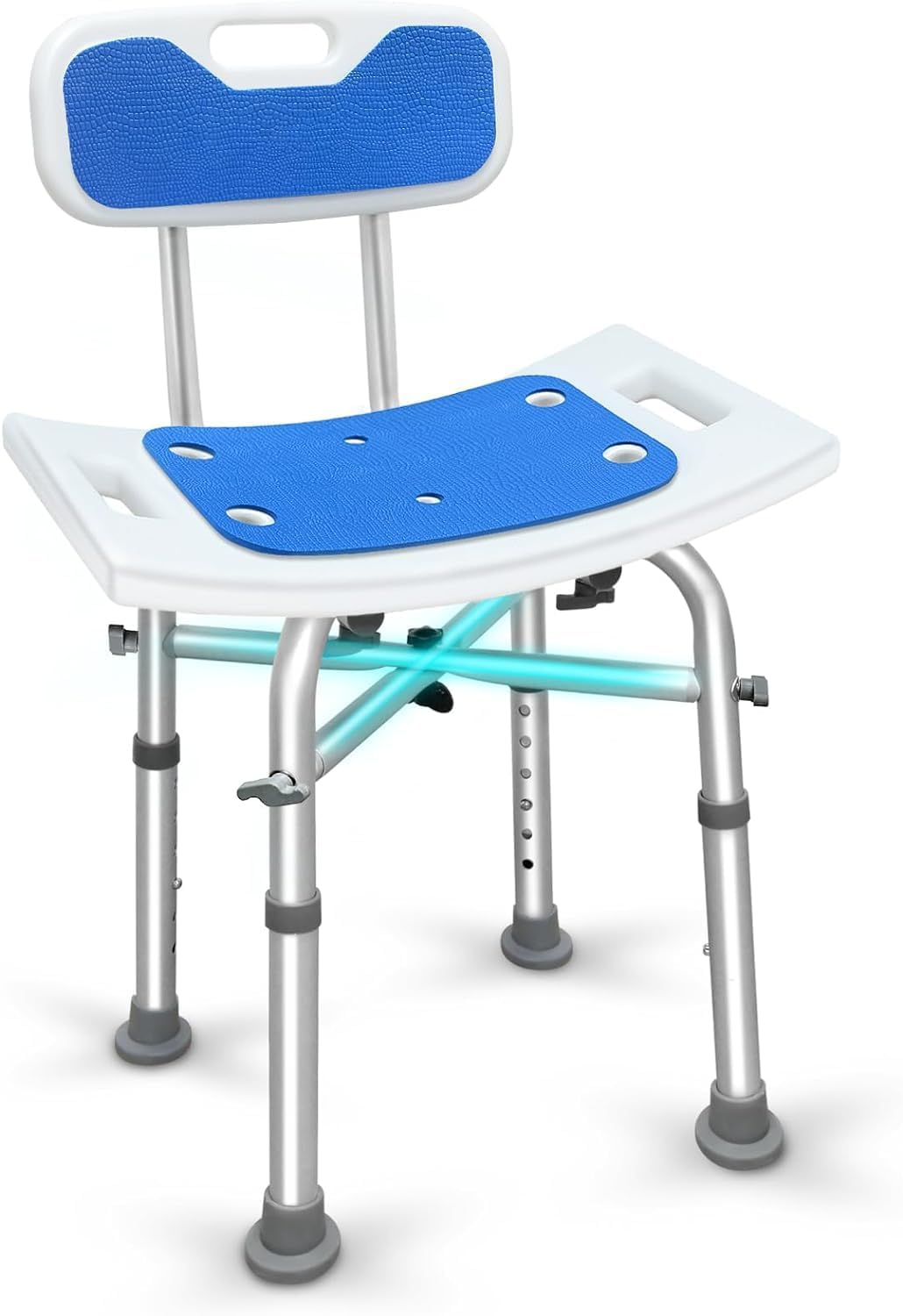 BQKOZFIN Height Adjustable Shower Chair with Back, Anti-Slip Bath Bench ...