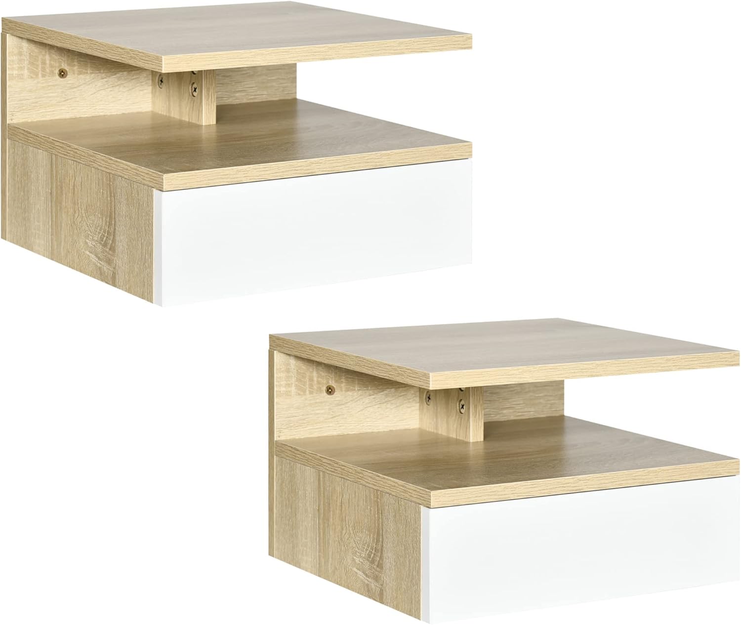 HOMCOM Lot de 2 Tables de Chevet murales - Lot de 2 Tables de Nuit ...