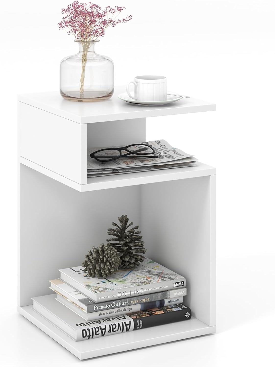 Amazon.com: Giantex 3-Tier Side Table, S-Shaped End Table with 2 Open ...