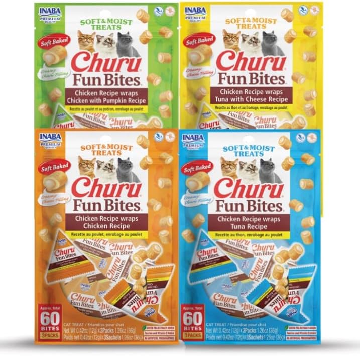 INABA Churu Fun Bites – Golosinas para gatos, sin granos, suaves y ...