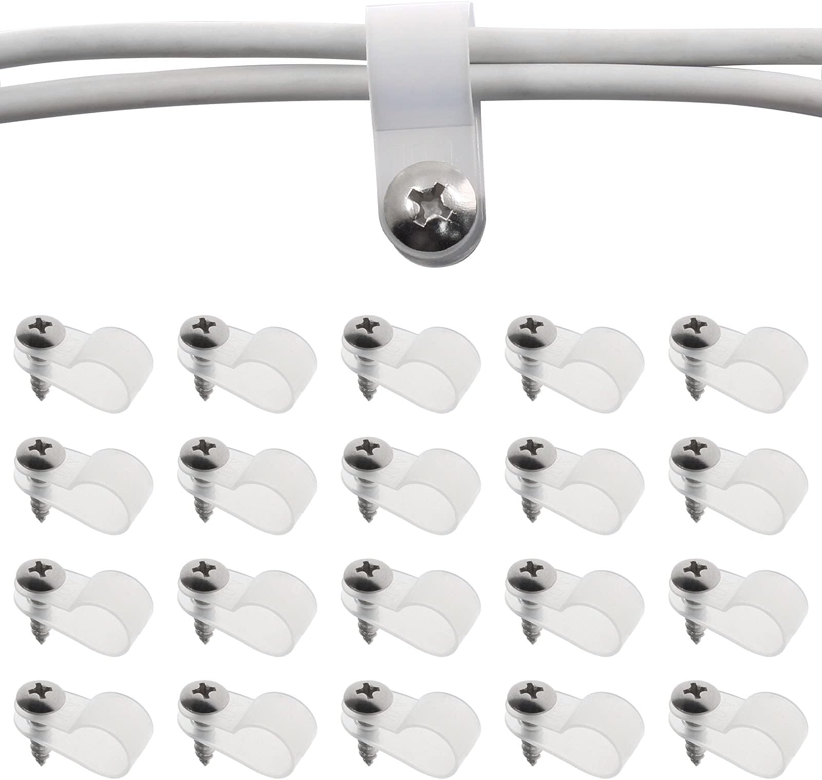 Amazon.com: Hicarer 50 Pack R-Type Cable Clip Wire Clamp, Nylon Screw ...