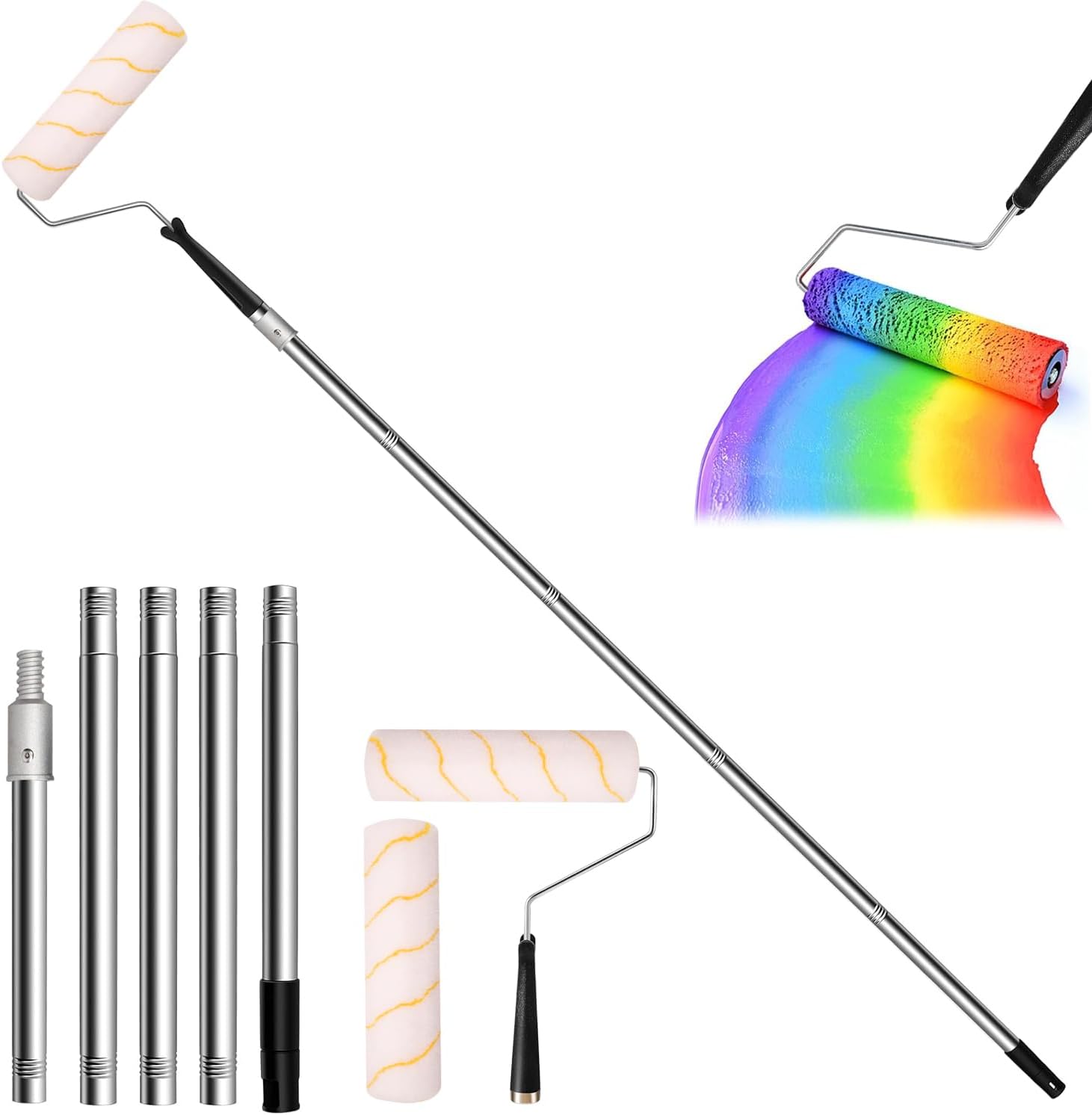 Farbroller-Set mit 9-Zoll-Bürste, abnehmbarem Stangengriff aus ...