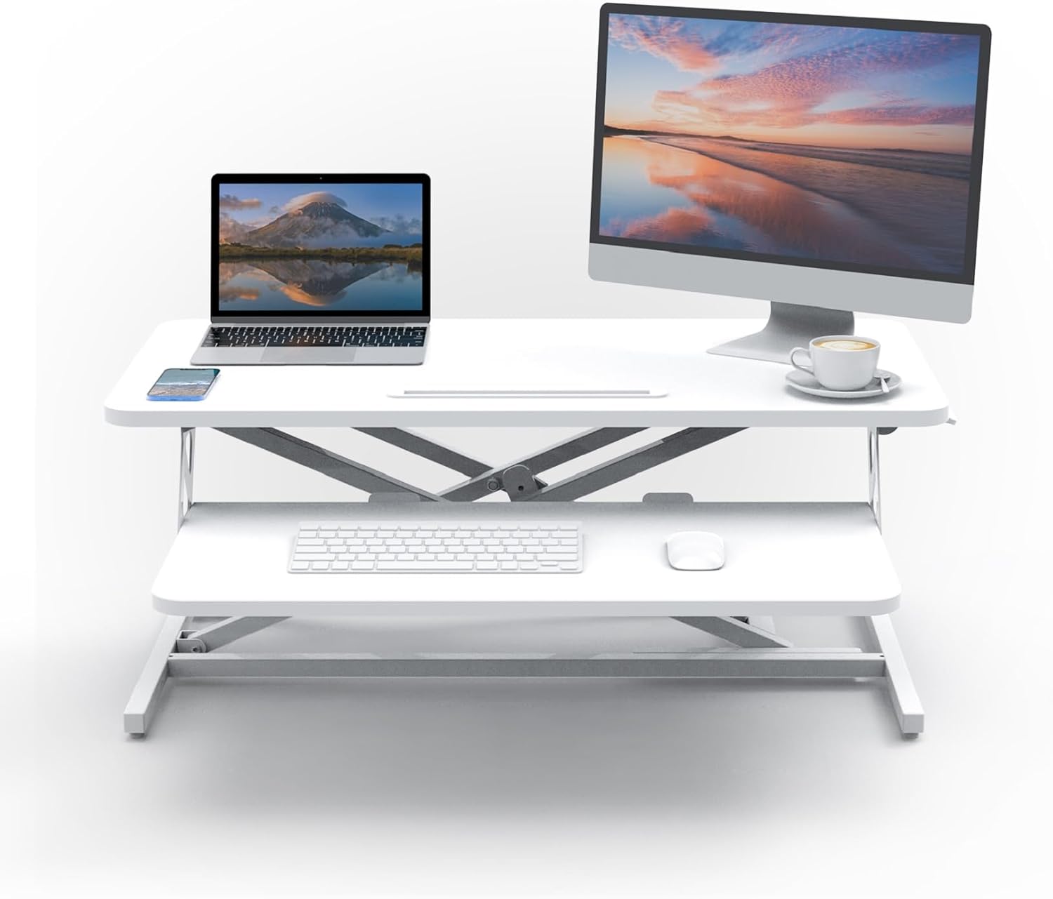 ERGOMAKER Height Adjustable Standing Desk Converter - 32"(81cm) Wide Platform Tabletop ...