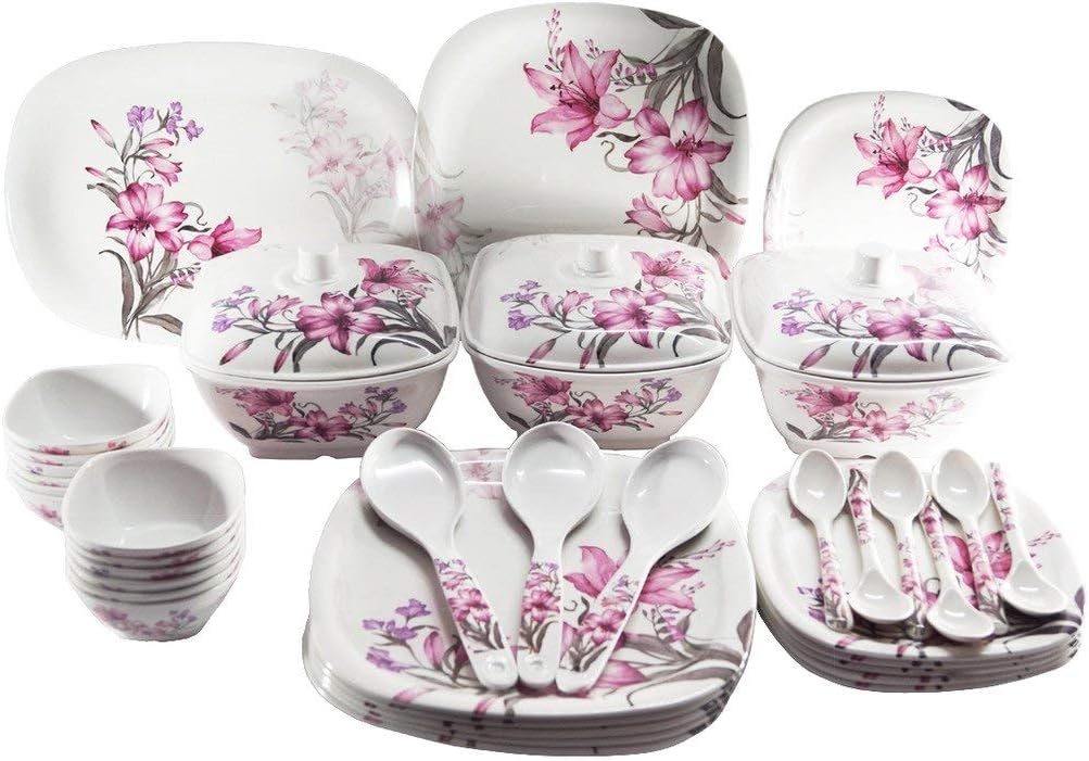 Amazon.com | Multi Color Dinner Set Melamine Dinner Set - 40 Pieces ...