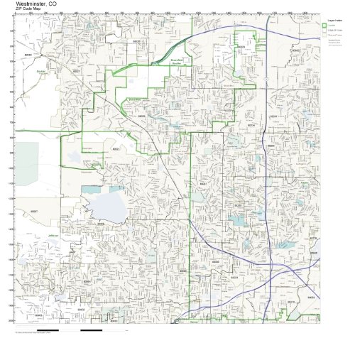 Amazon.com : ZIP Code Wall Map of Westminster, CO ZIP Code Map Not ...