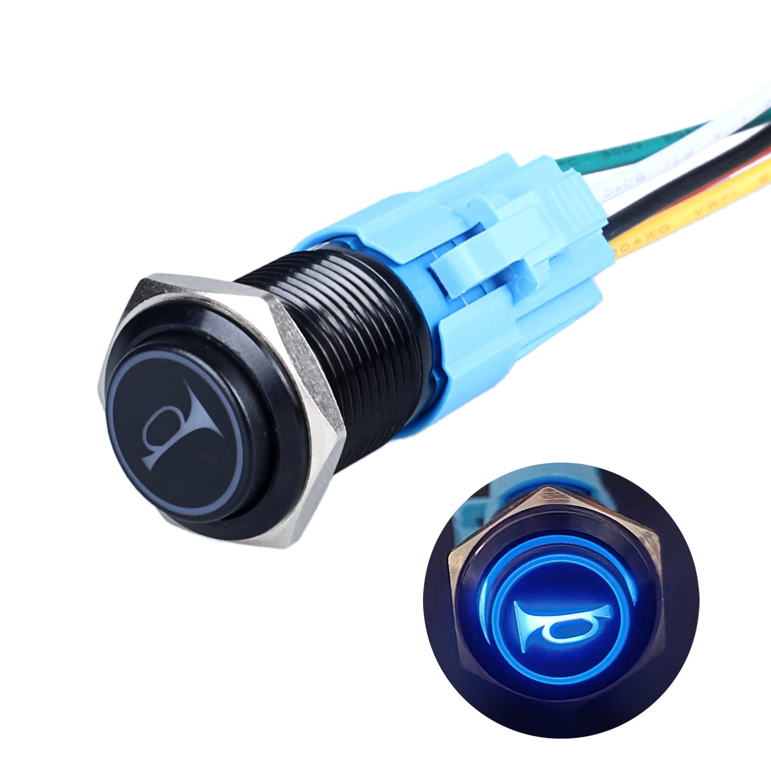Amazon.com: DMWD 16mm Raised Speaker Horn Momentary Push Button Switch ...