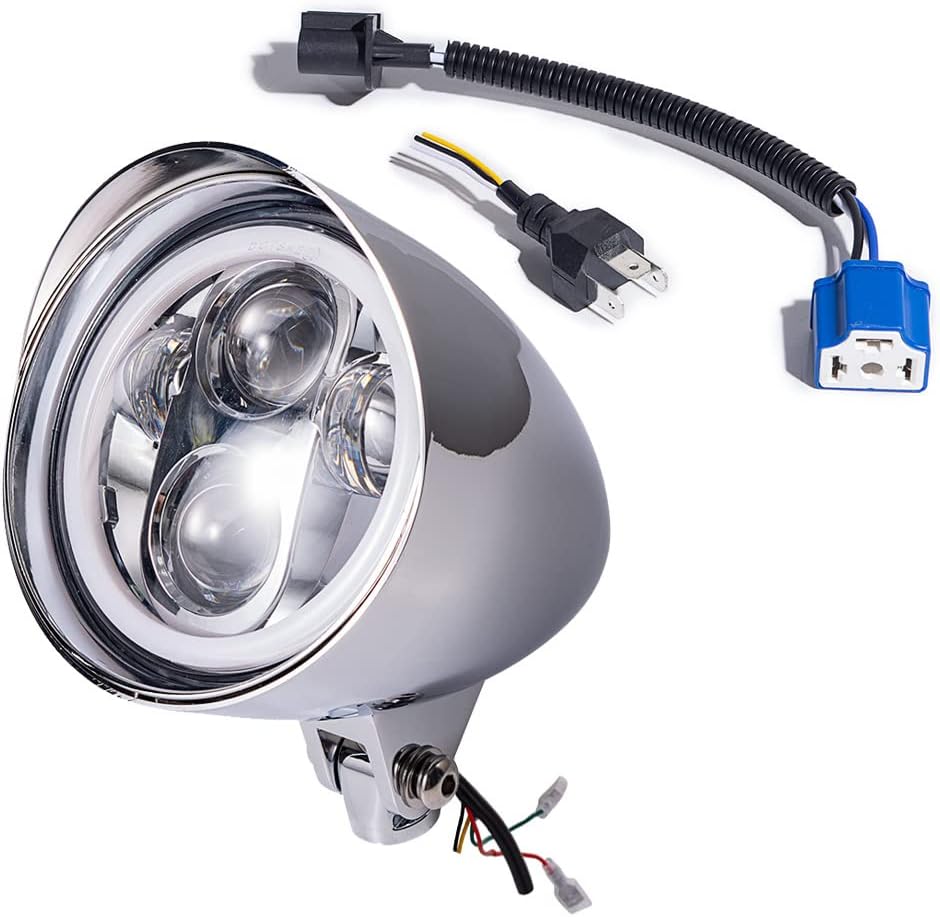 Amazon.com: Chrome Billet Custom Headlight 5-3/4" Tri-Bar Compatible ...