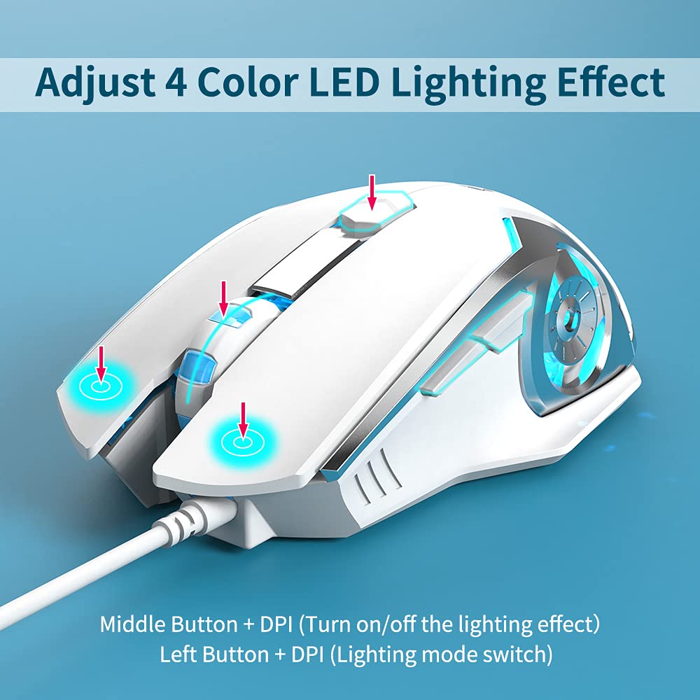 Snapklik.com : NACODEX AJ120 White Gaming Mouse Programmable 6 Buttons ...