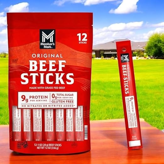Amazon.com: Member Mark Original Grassfed Beef Snack Sticks 1 oz., 12 ...