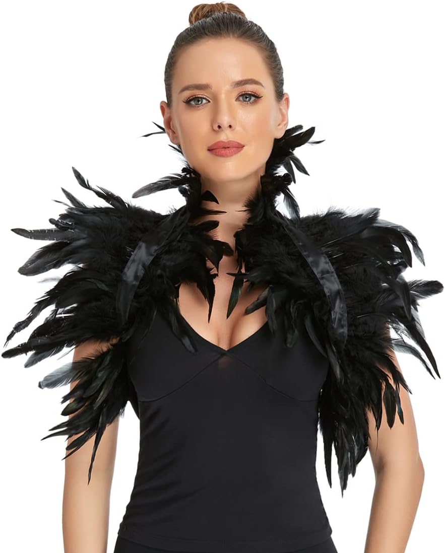 Amazon.com: Losnexiw Women's Gothic Black Feather Maleficent Raven Swan ...