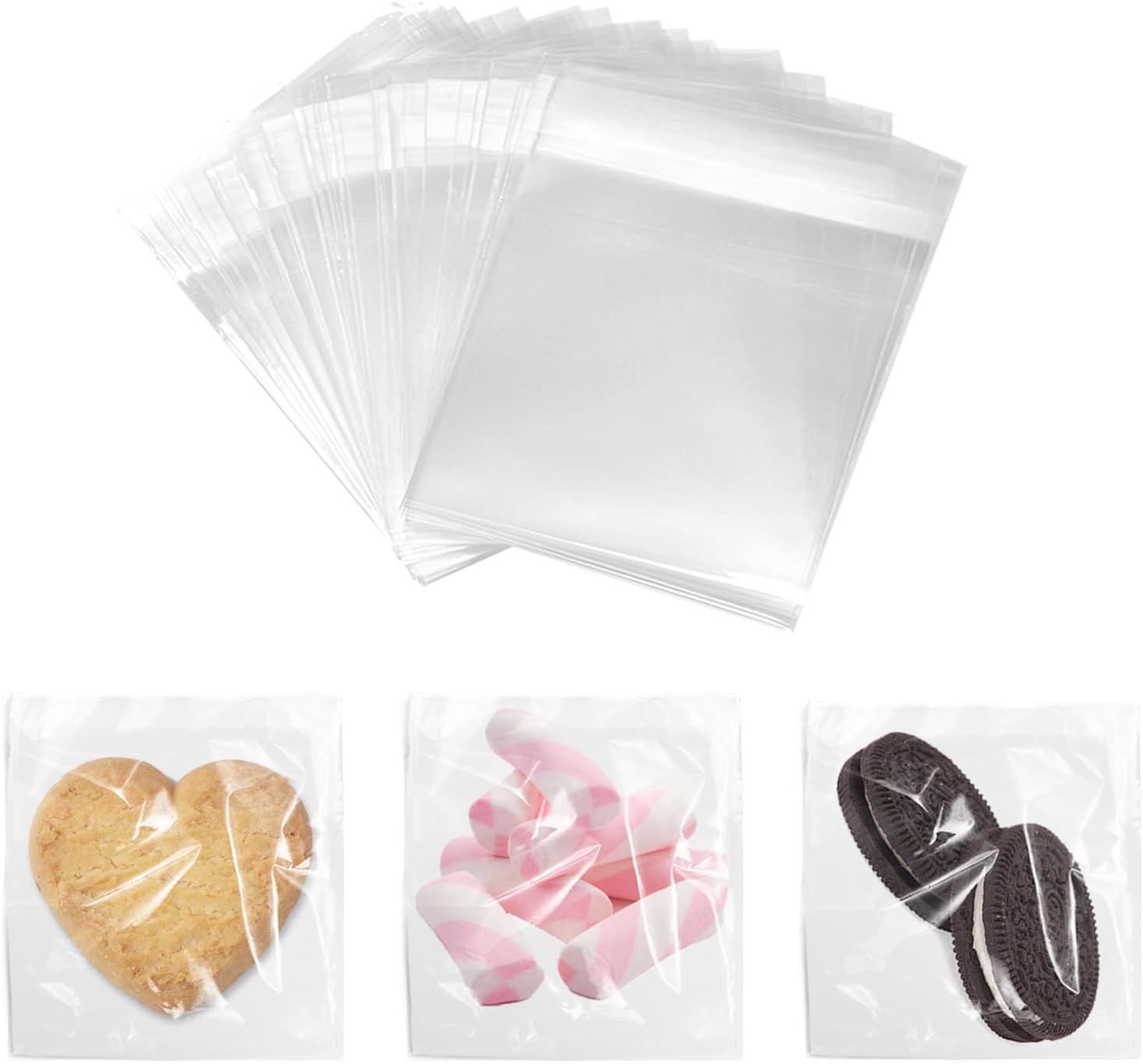 100pcs Cookie Bags, Clear Cellophane Bags Small Cellophane Bags Self ...