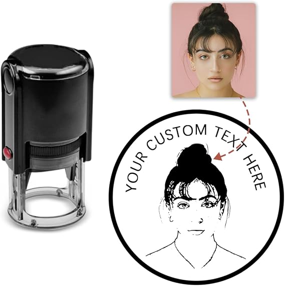 Amazon.com: Sello de retrato personalizado autoentintado con cara y ...