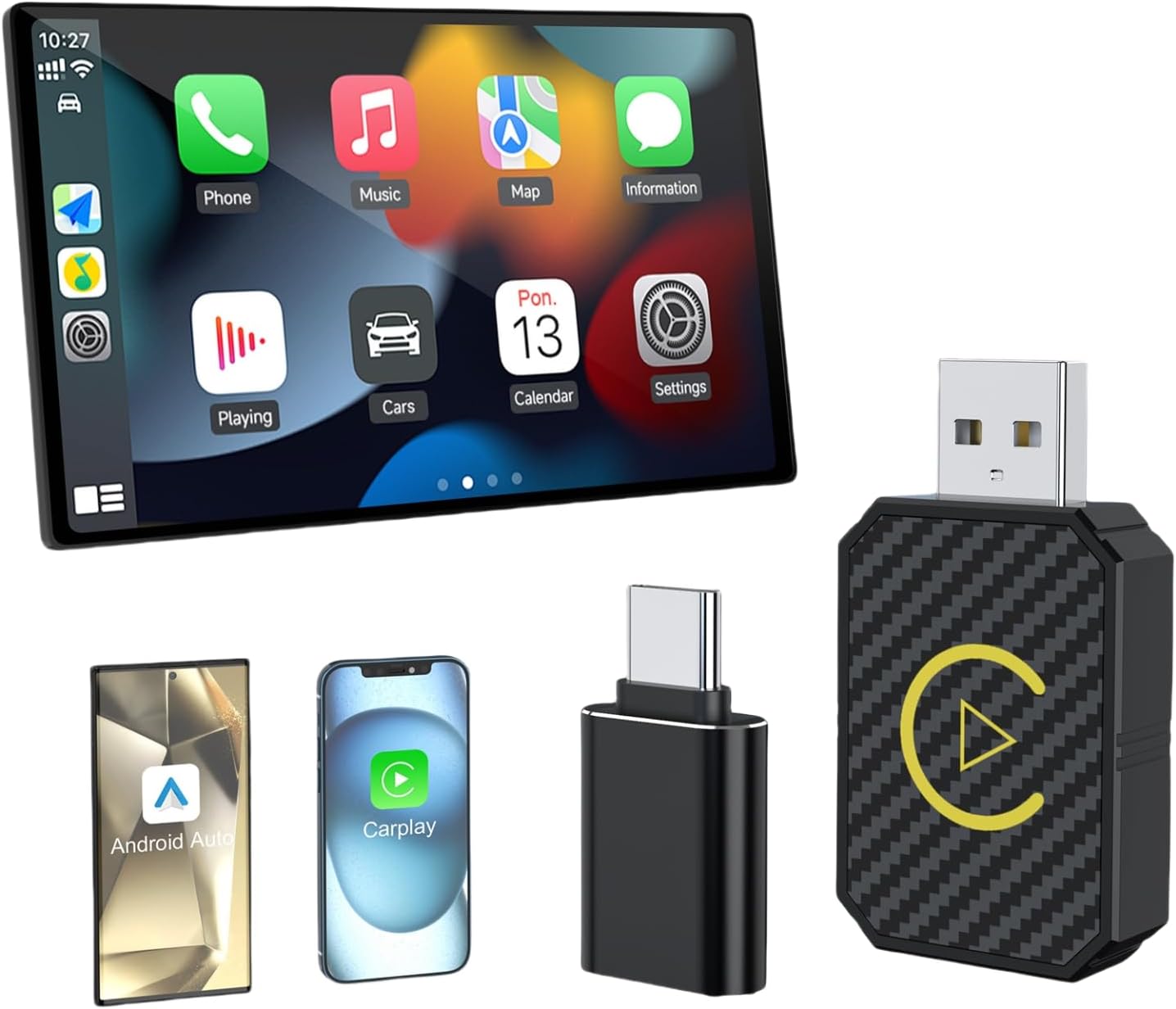 Amazon.com: Mini Android Auto Wireless Adapter and Wireless CarPlay ...
