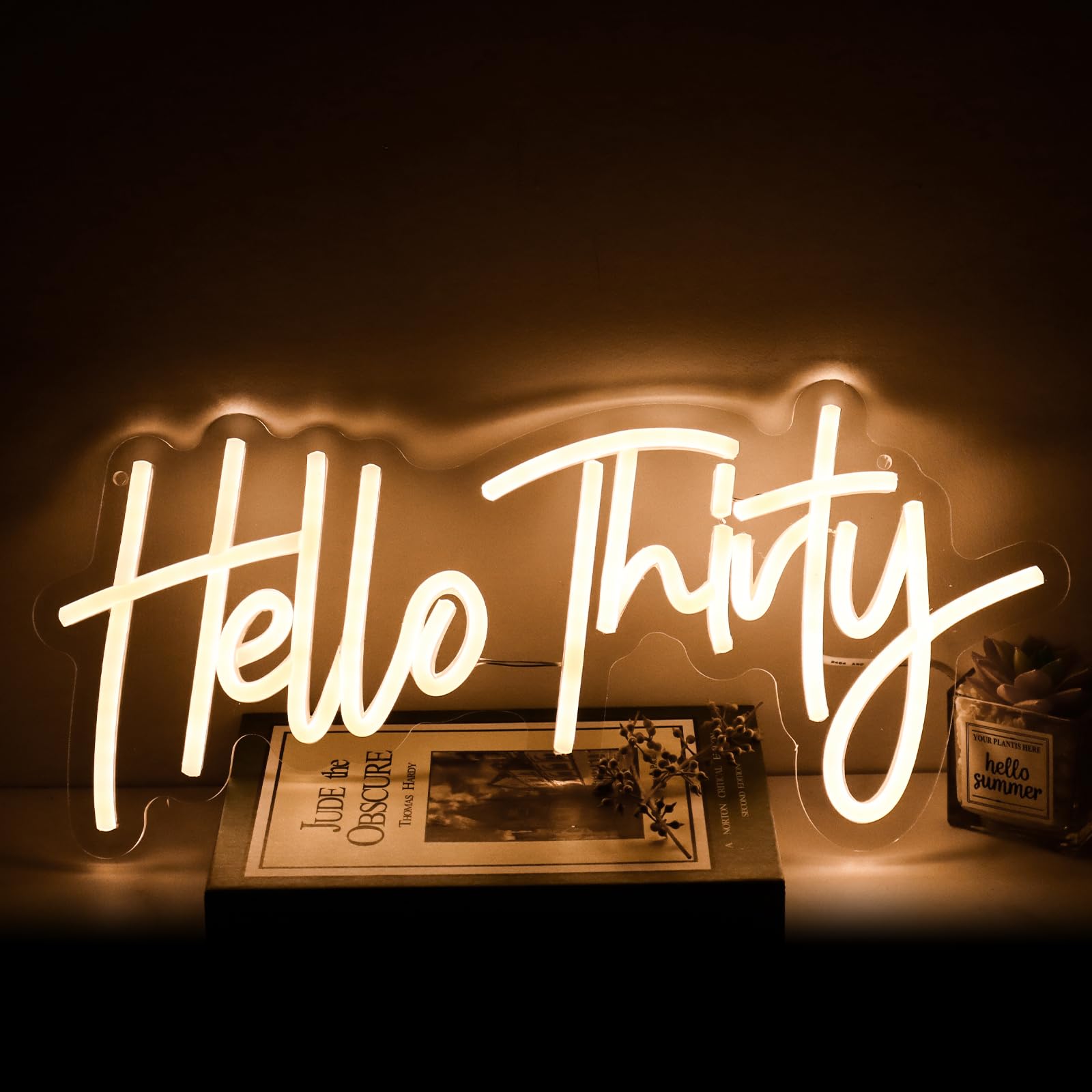 Amazon.com : Warm White Hello Thirty Neon Sign 30th Birthday Party Neon ...