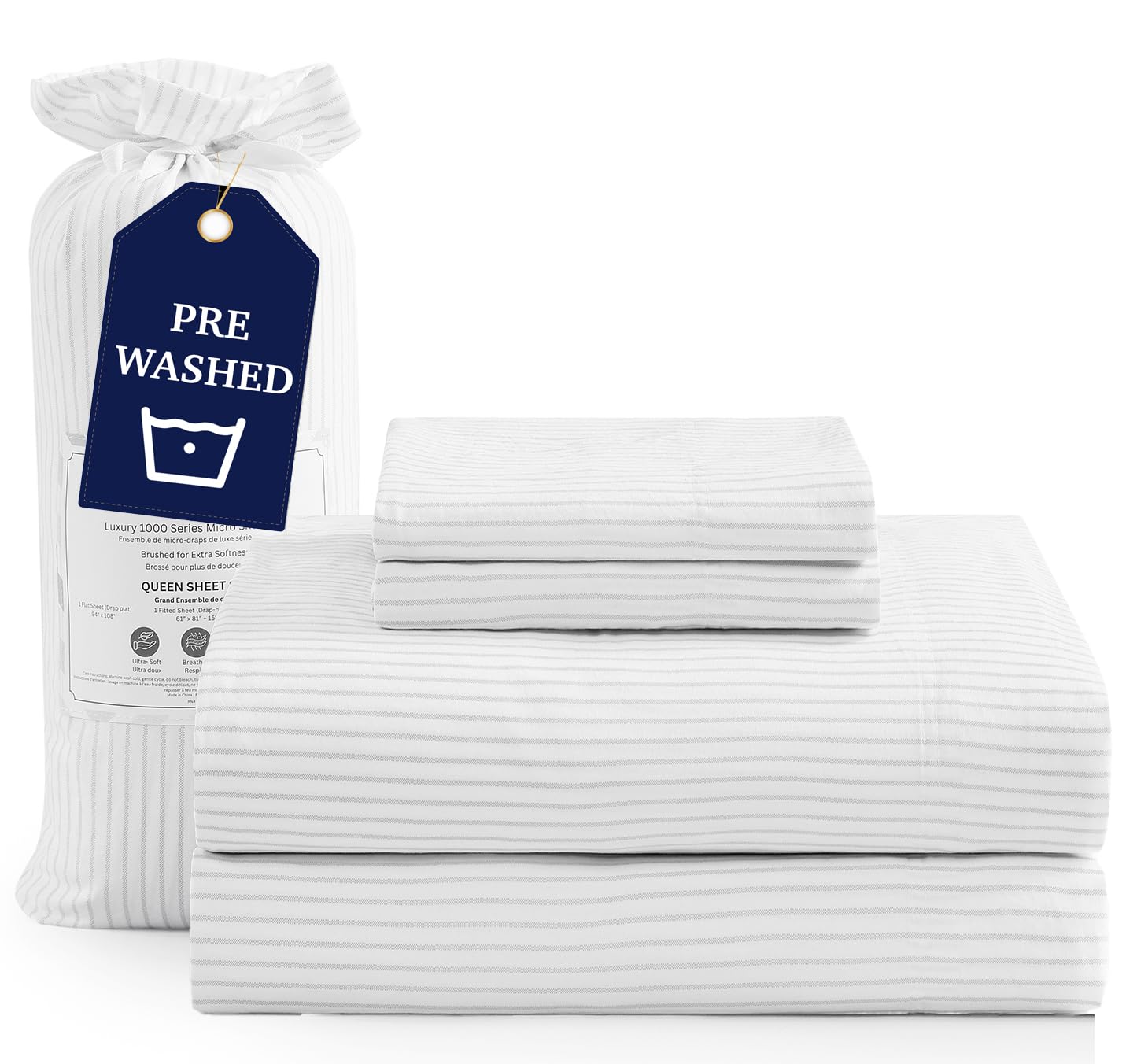 Amazon.com: Casa Platino Twin Sheets, Pre-Washed Soft & Breathable Bed ...