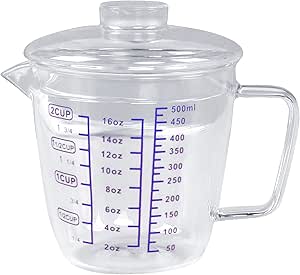 Glass Measuring Cup 500Ml Cold and Heat Resistant Graduated Beaker High ...