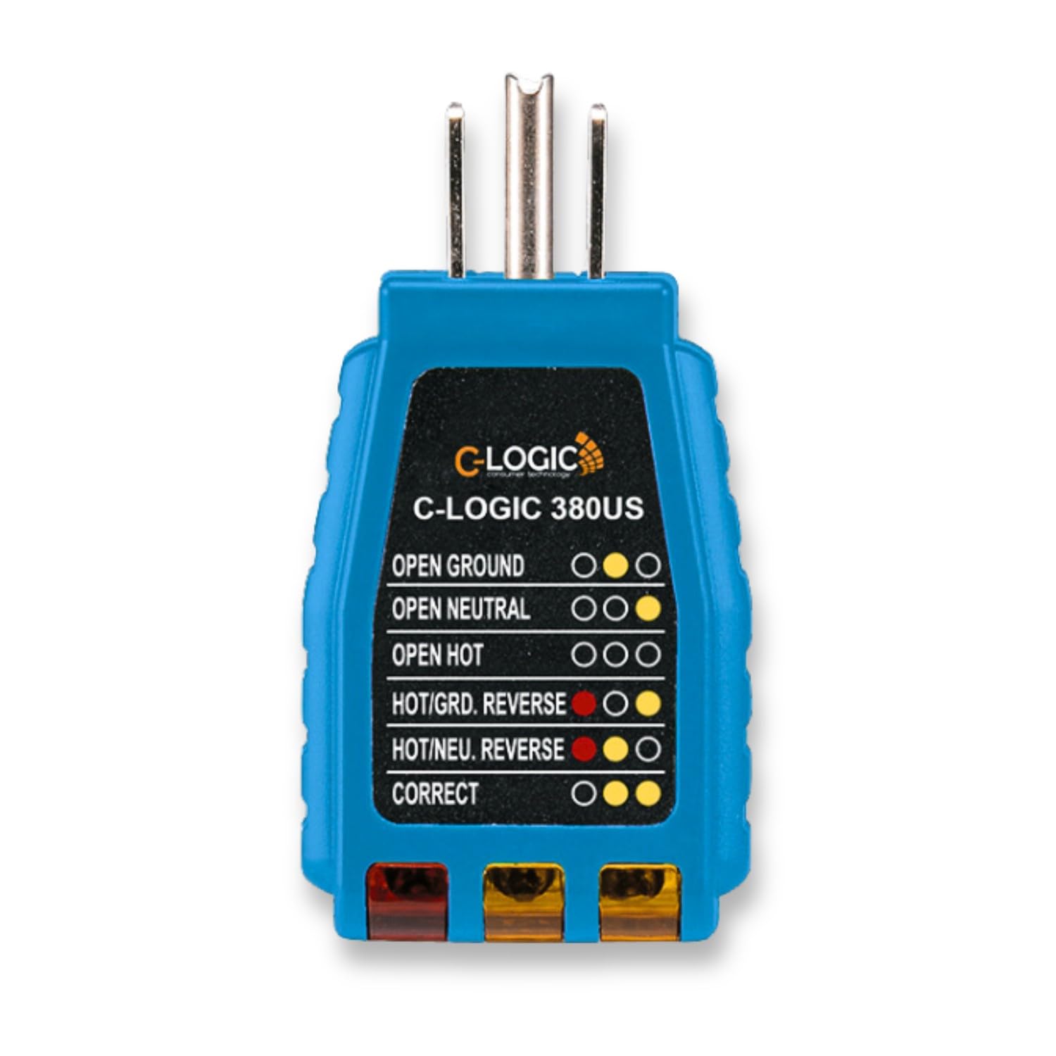C-LOGIC 380US Plug Socket Tester, Electrical Outlet Tester with LED ...