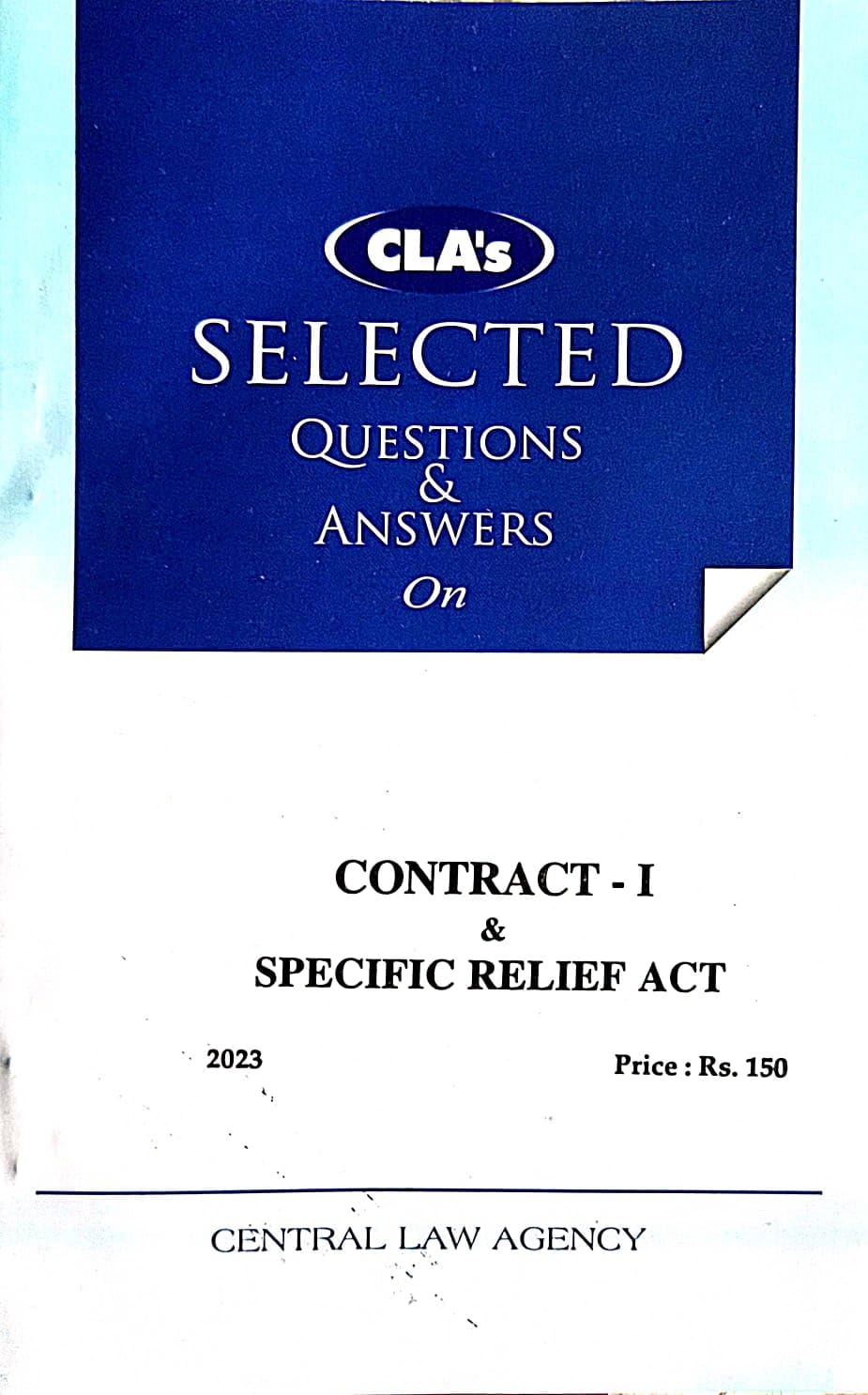 Buy Cla's Selected Questions & Answers on Contract I & Specific Relief ...