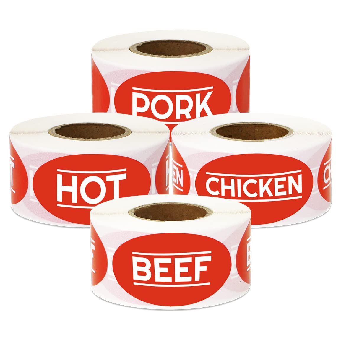 Buy Meat Labels Bundle - 1.75 x 1 Inch Red Hot & Meat Stickers Food ...