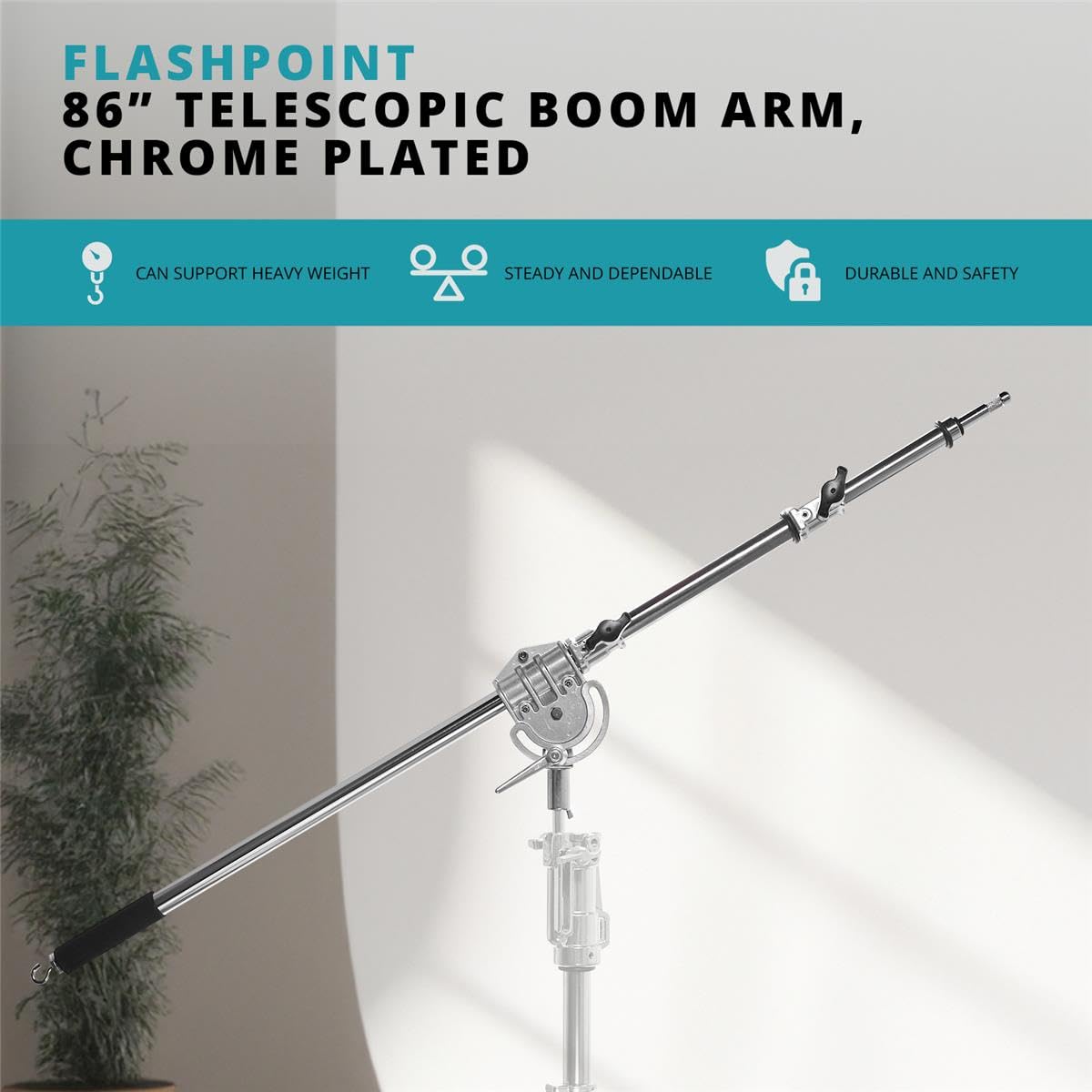 Flashpoint 86" Telescopic Boom Arm, Chrome-Plated