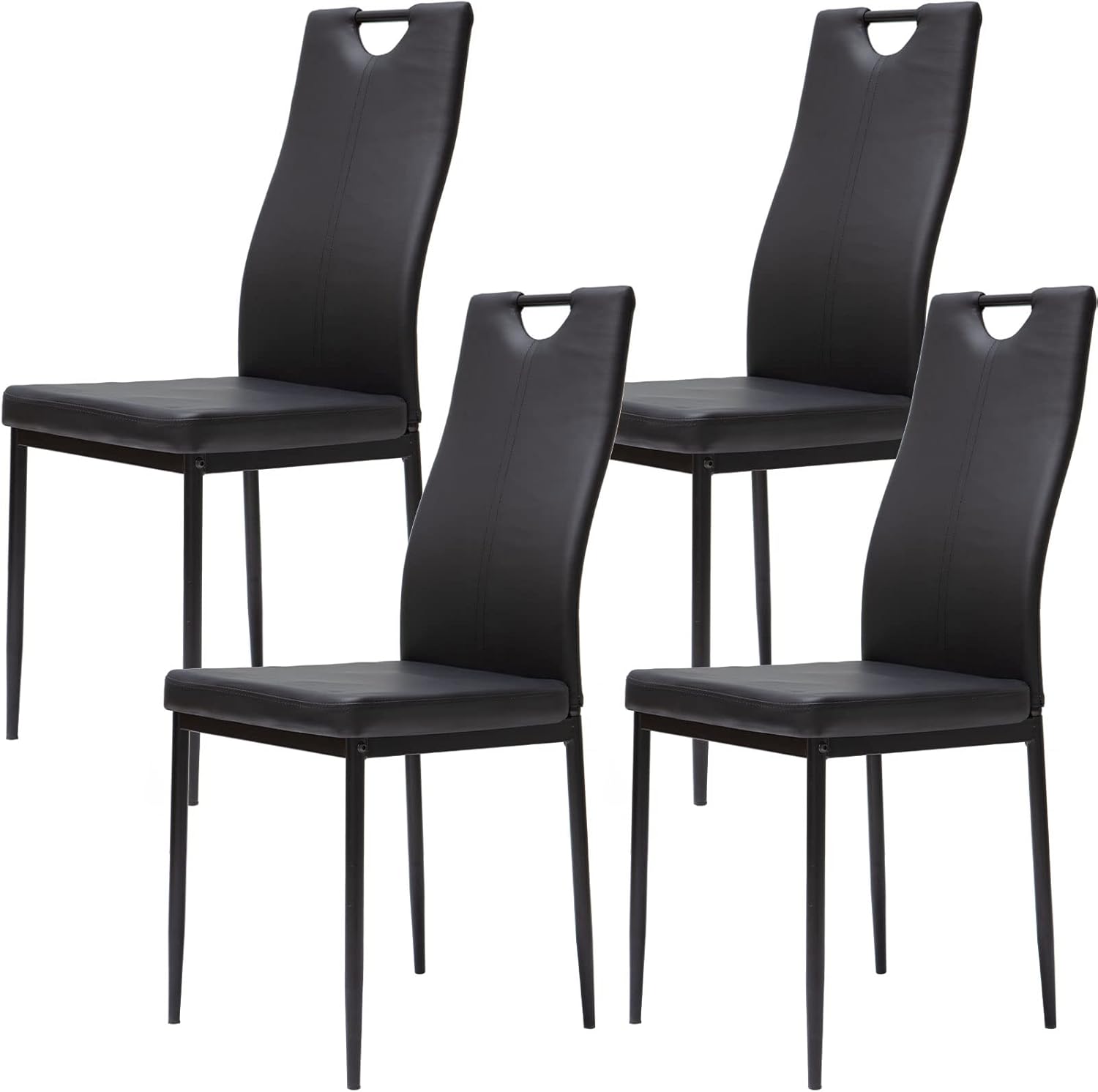 Amazon.com - Black PU Leather Dining Chairs Set of 4 Living Room Chairs ...