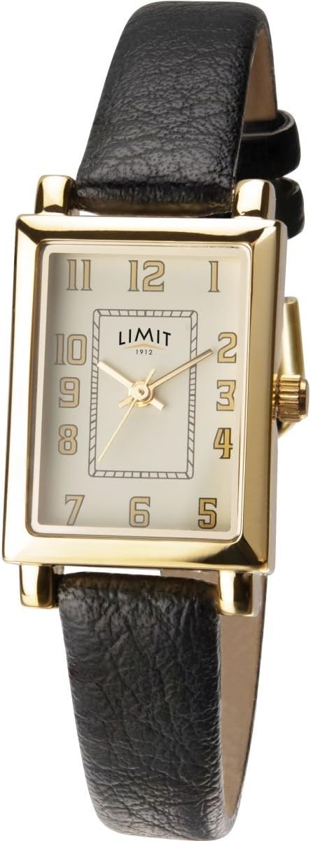 Limit Ladies 20mm Gold Recatangle Case Brown Strap Classic Watch 6316 ...