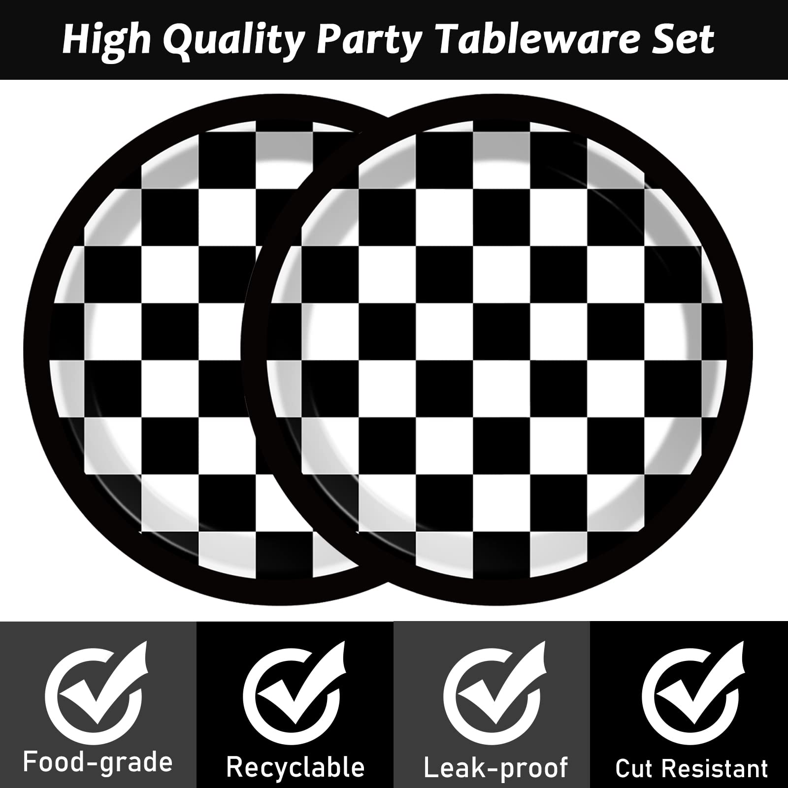 Snapklik.com : 24 Pieces Black And White Checkered Flag Party Paper ...