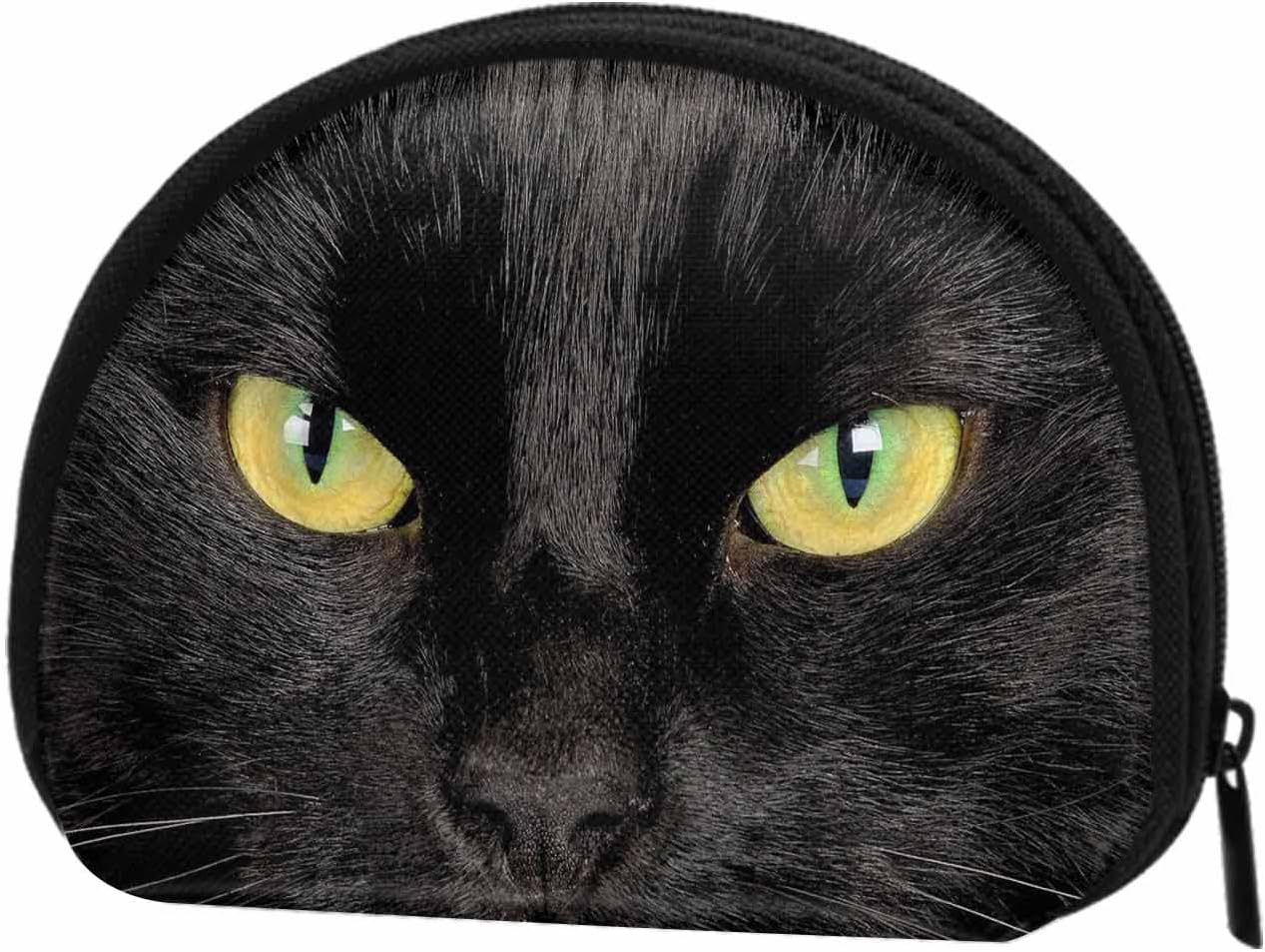 Amazon.com: IBILIU Small Coin Purse Black Cat Head Bright Eyes Mini ...