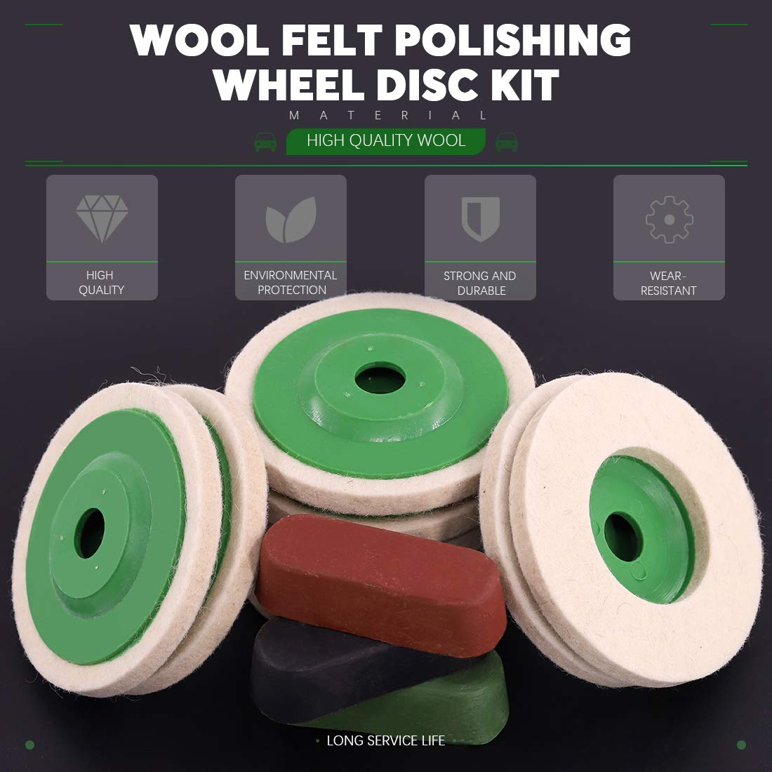 Snapklik.com : Keadic 13Pcs 4 Inch Wool Felt Polishing Wheel Disc Kit ...