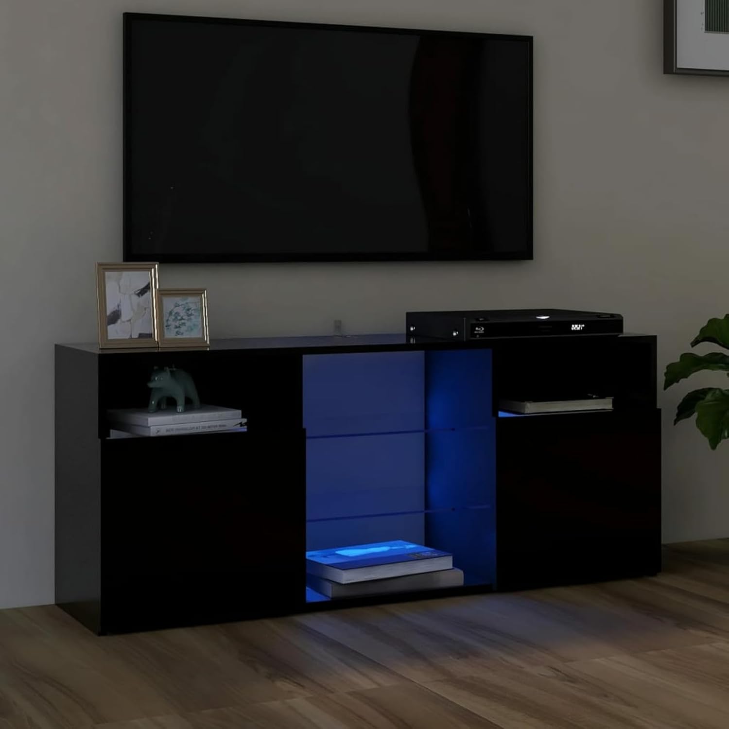 TANZEM TV Cabinet with Black 120 x 30 x 50 cm, TV Lowboard, TV Cabinet ...