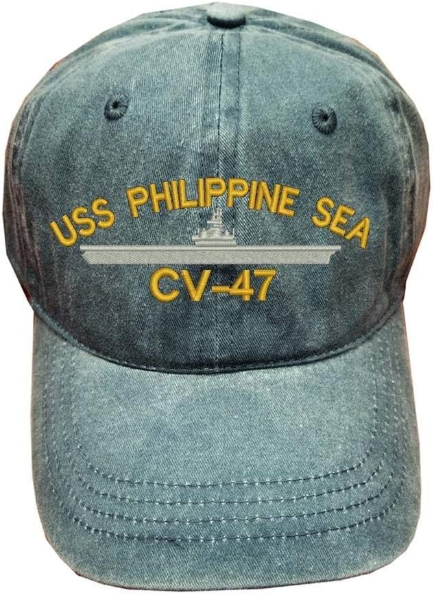 Amazon.com: USS Philippine SEA CV-47 Ship Military 100% Wash Cotton Hat ...