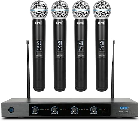 Amazon.com: SGPRO 4-Channel Wireless Microphone System - 250Ft Range ...