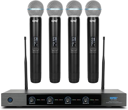 Amazon.com: SGPRO 4-Channel Wireless Microphone System - 250Ft Range ...