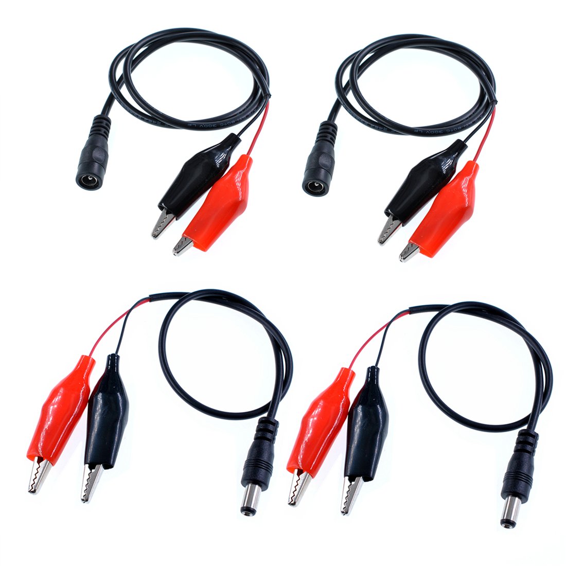 Amazon.com: Oiyagai 4PCS DC 5.5x2.1mm Male & Female to Alligator Clip ...