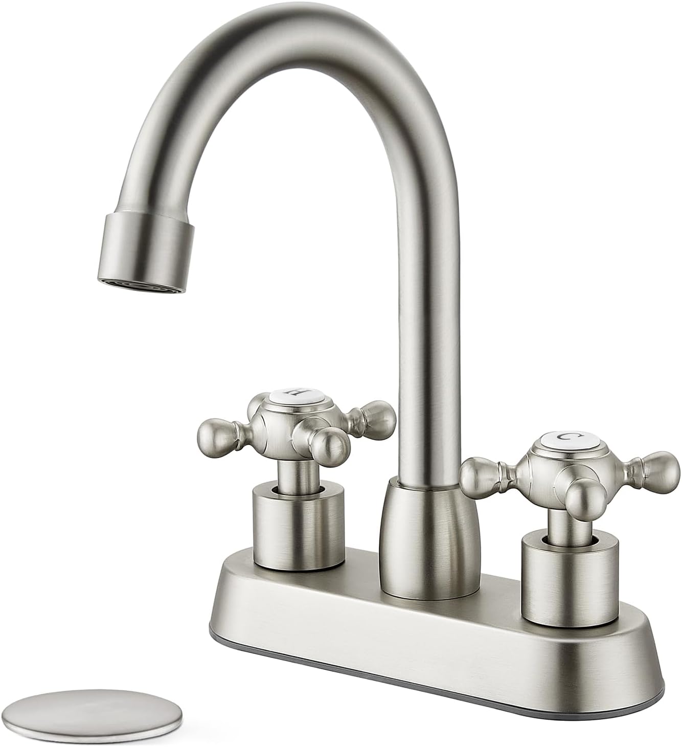 Cinwiny 4 Inch Centerset Bathroom Faucets Double Cross Handle Bathroom ...