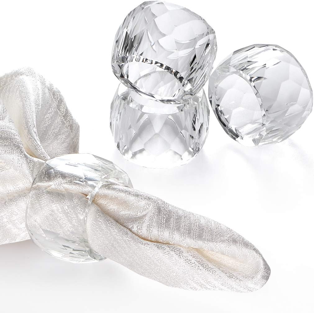 Amazon.com: MDLUU 4 Pcs Crystal Napkin Rings, 2.3" Diameter Serviette ...