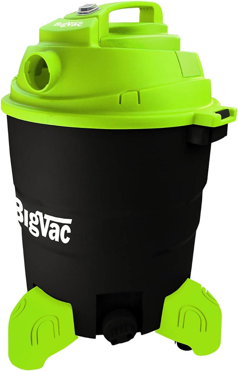 Big Vac 55275 14.5 Gallon Multi-Functional Wet Dry Vacuum, Black/Green ...