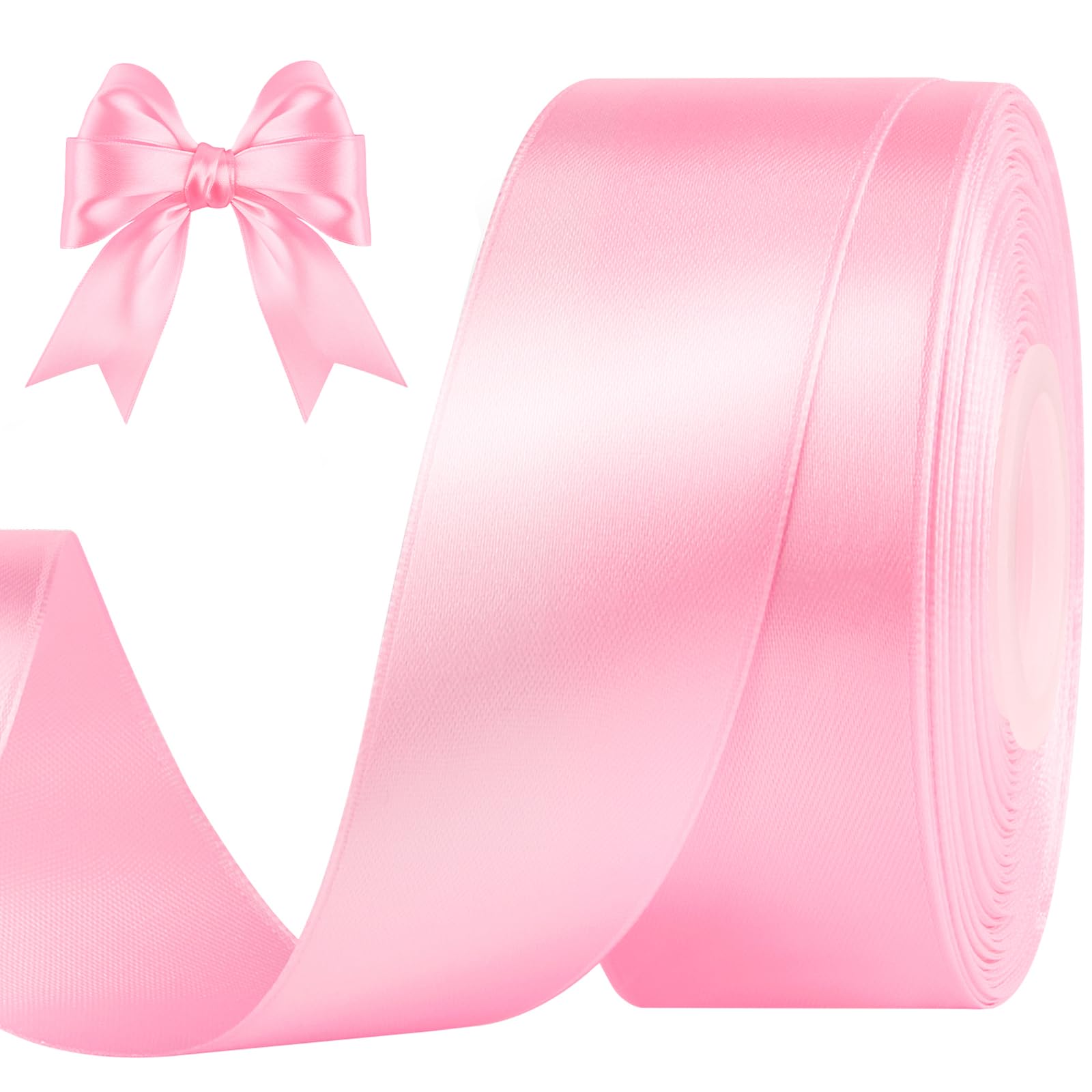 Amazon.com: CLUEWR 1-1/2 Inches 50 Yards Pink Satin Ribbon, Solid ...