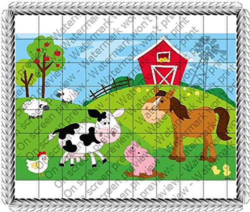Amazon.com: 3" Round - Farm Animals - Edible Cake/Cupcake Party Topper ...