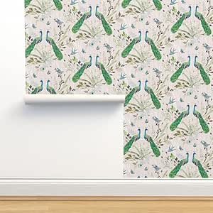 Peacock Wallpaper - Peacock Chinoiserie Blush Med (CHK) - Custom ...