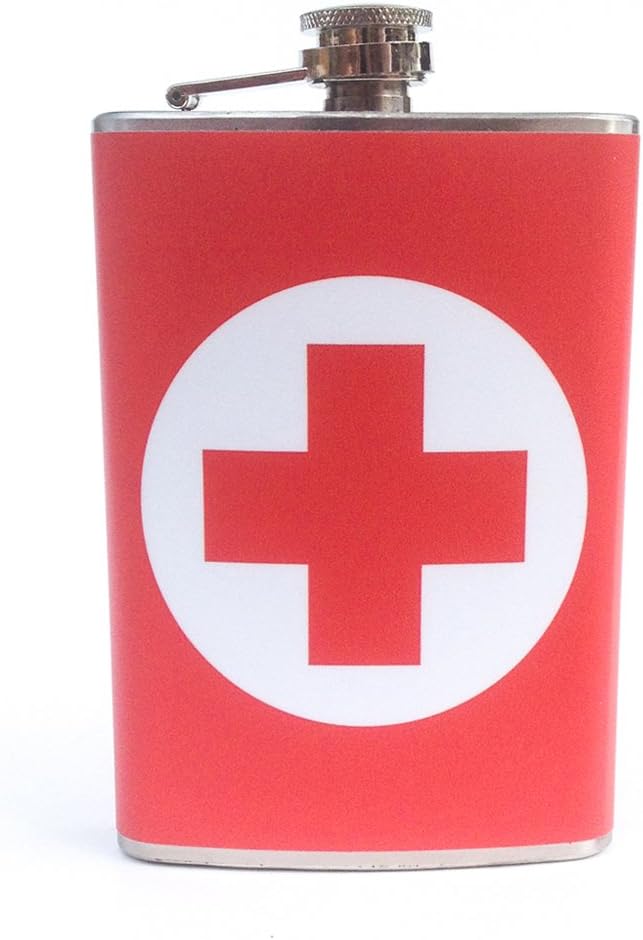 Amazon.com | The Life Imagined First Aid Red Stainless Steel Flask, 8 ...