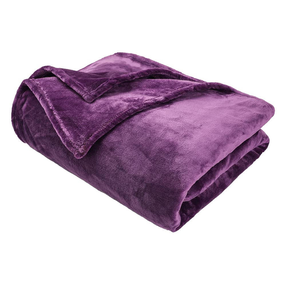 GonZalo GraCia. Fleece Blanket Reversible Dark Purple Throw For Sofa ...